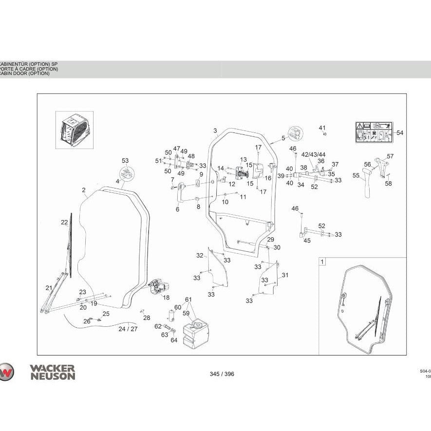 WACKER NEUSON SKID STEER DOOR GLASS | 1000340940 – SkidSteerCabs.com